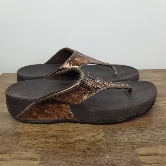 Fitflop | Shoes | Fitflop Electra Brown Sequin Orthopedic Platform Flip ...